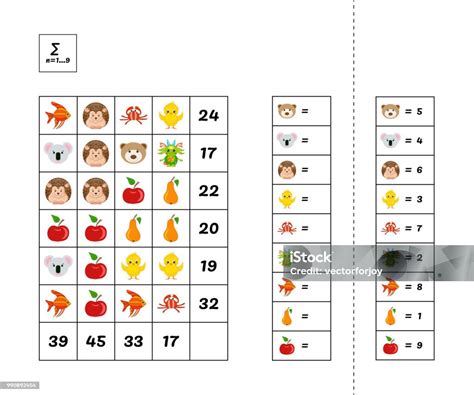 어린이 위한 수학 교육 게임입니다 수학 퍼즐입니다 방정식의 체계입니다 고급 수준입니다 아이 들을 위한 추가 방정식 워크시트를 학습합니다 논리적 사고에 대 한 작업입니다