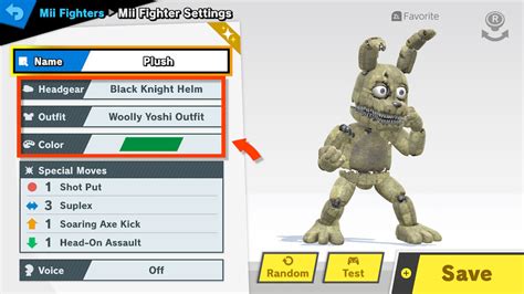 Plushtrap Mii Costume Mod For Super Smash Bros Ultimate Ssbu Mods