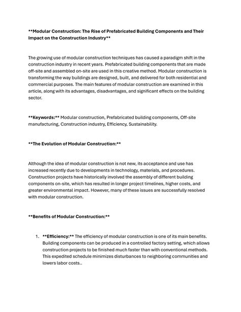 Solution The Rise Of Prefabricated Building Components And Their Impact On Construction