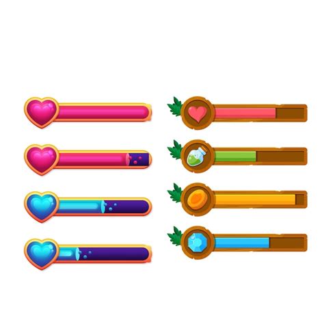 Premium Vector Game Health Bar Ui Asset For Video Game Energy Indicator For Mobile Web And