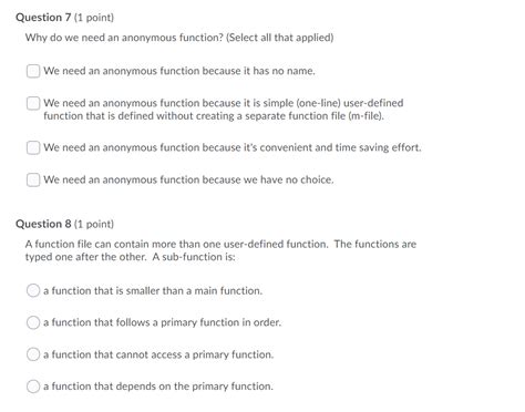 Solved Question 7 1 Point Why Do We Need An Anonymous