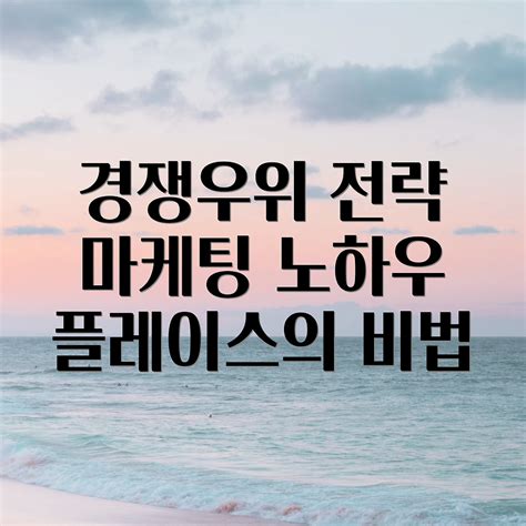 주식회사 플레이스의 차별화된 마케팅 노하우 경쟁에서 우위를 점하기 위한 전략