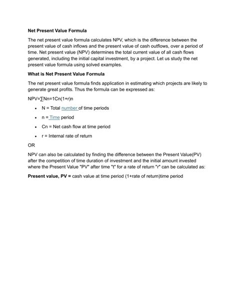 Net Present Value Npv Formula Explained With Examples