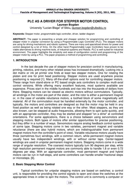 Pdf Plc As A Driver For Stepper Motor Control