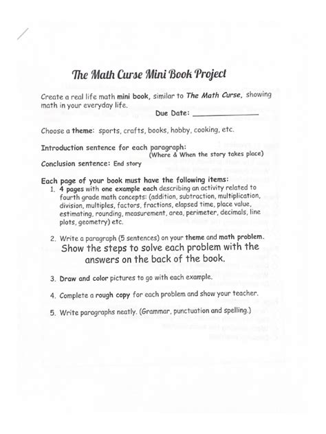 The Math Curse Mini Book Project Pdf