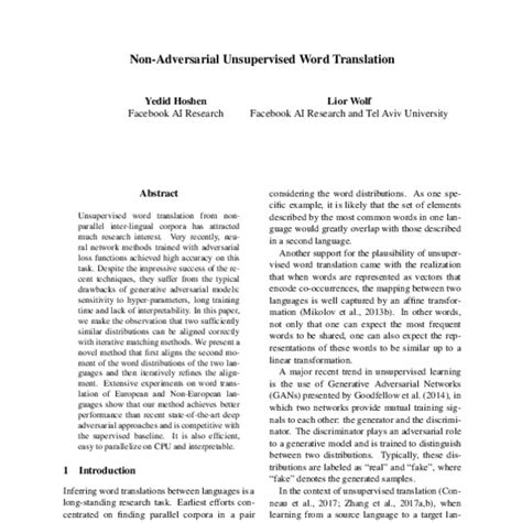 Non Adversarial Unsupervised Word Translation Acl Anthology