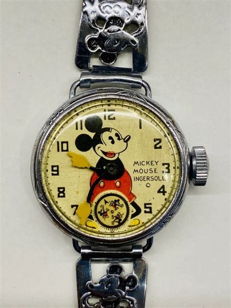1930s Vintage Ingersoll Mickey Mouse Wrist Watch Original Logo Link
