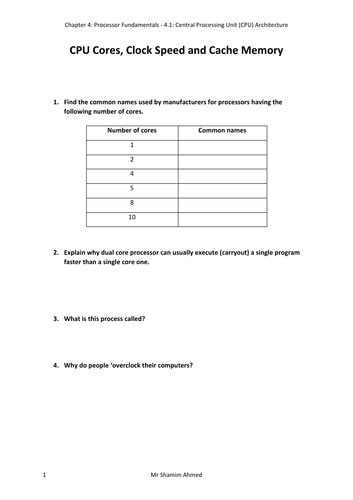 As Computer Science Unit 4 Processor Fundamentals 4 1 Central Processing Unit Cpu