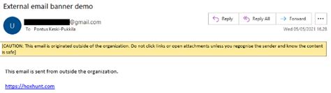 External Email Warning Banner Phish Hoxhunt