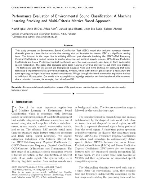 Pdf Performance Evaluation Of Environmental Sound Classification A