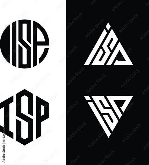 Initial Letter Isp With A Triangle Circle Polygon Monogram Vector