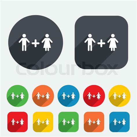 Couple Sign Icon Male Plus Female Lovers Circles And Roun Colourbox