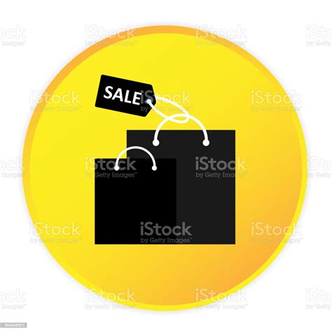 쇼핑백 아이콘 노란색 원형 프레임 배경 벡터 이미지 가방에 대한 스톡 벡터 아트 및 기타 이미지 가방 공휴일 구매 Istock