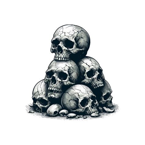 A Stack Of Multiple Skulls With One Larger Skull Resting On Top