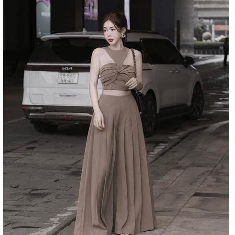 Kanhy Set Bra Twisted Bra With Wide Legged Pleated Shorts Hacking Shape Croptop Overalls Set