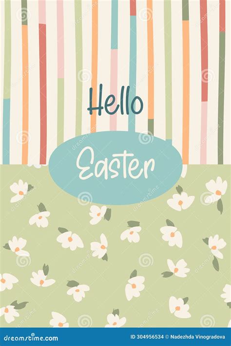 Cute Easter Card Vector Design Template In Vintage Pastel Colors