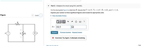 Solved Part C Analysis Of A Circuit Using KVL And KCL For Chegg Com