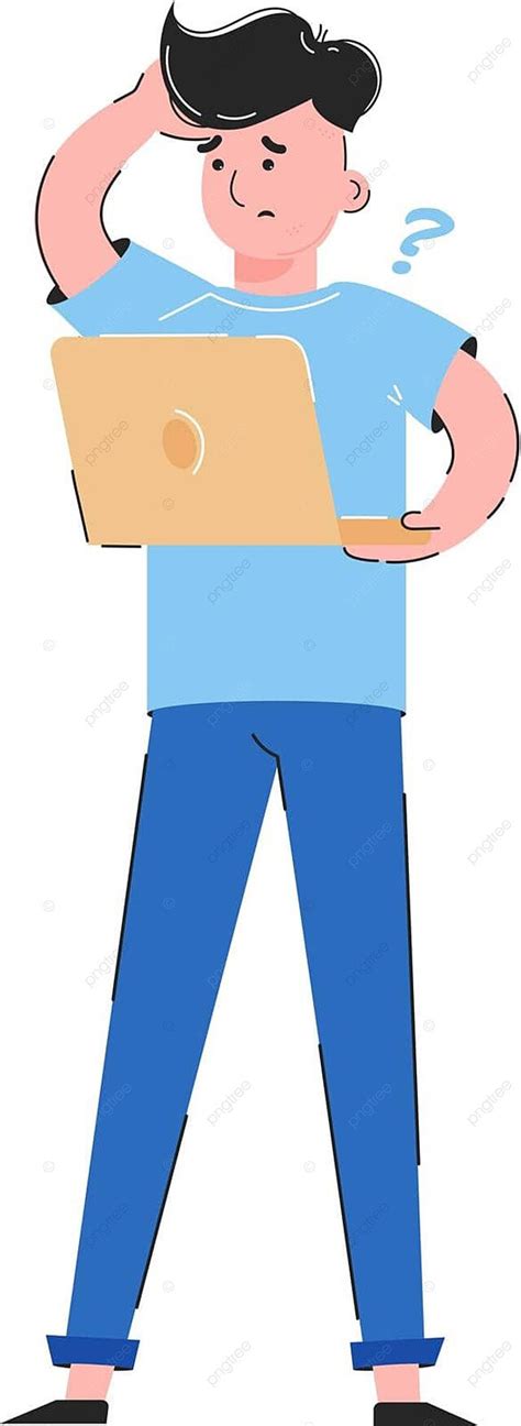Guy Holding Laptop Isolated Good For Appswebsites Vector Vector Cutout Web Problem Png And