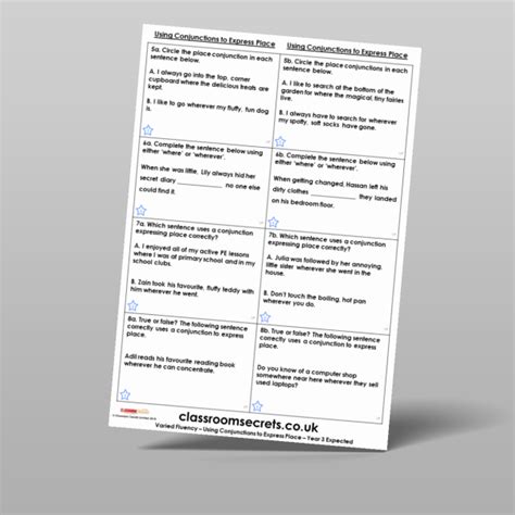 Year 3 Using Conjunctions To Express Place Varied Fluency Resource Classroom Secrets