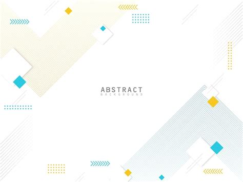 다채로운 사각형 모양과 선이 있는 추상 흰색 배경 프리미엄 벡터