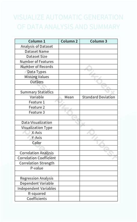 Visualize Automatic Generation Of Data Analysis And Summary Excel Template Free Download Pikbest