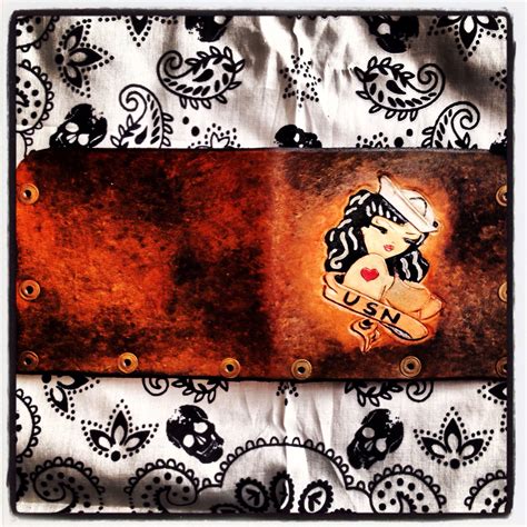 Custom Leather Pinup Billfold Leather Handmade Billfold Leather