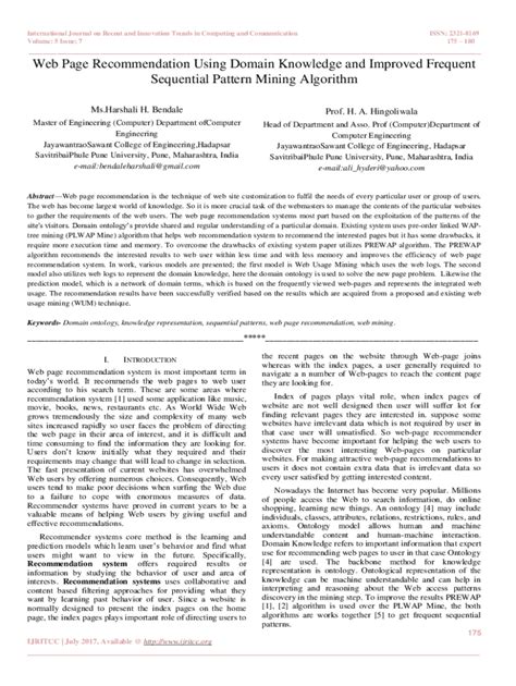 fillable online web page recommendation using domain knowledge and improved frequent sequential