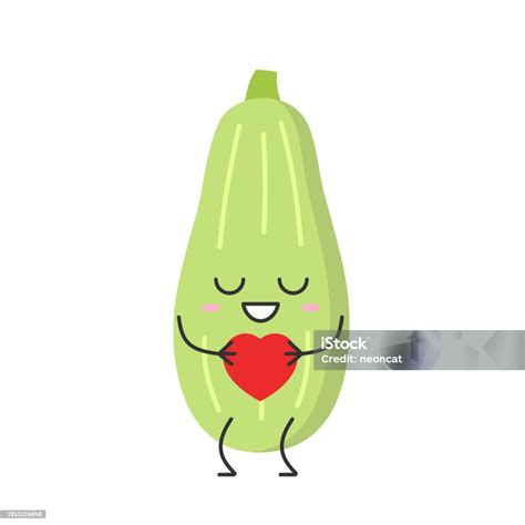 스쿼시 호박 사랑 기호 하트 좋아하는 귀여운 캐릭터 만화 웃는 얼굴 기쁨 야채 골수 행복 Courgette 감정 아이콘 벡터 일러스트 0명에 대한 스톡 벡터 아트 및 기타