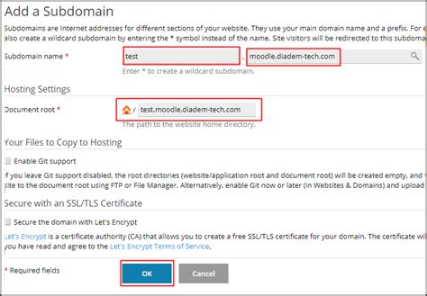 Create Or Delete A Subdomain With Plesk Diadem Technologies Hosting Knowledgebase