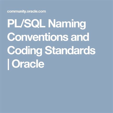 Pl Sql Naming Conventions And Coding Standards Oracle