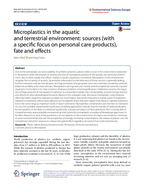 Pdf Microplastics In Aquatic And Terrestrial Environment