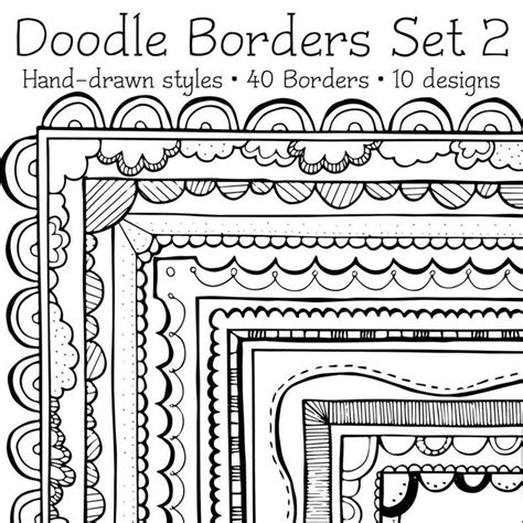 Cute Doodle Page Borders 02 Etsy Marcos Dibujados Marco Digital