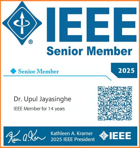 Elevated To The Ieee Senior Member Grade Institute Of Electrical