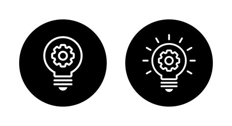 Gear Light Bulb Icon On Black Circle Implementation Development Concept Vector Art At