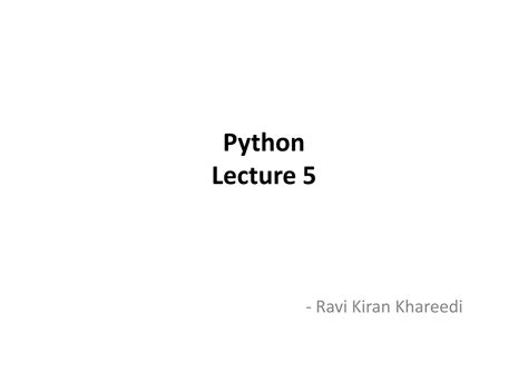 Python Lecture 5 Ppt