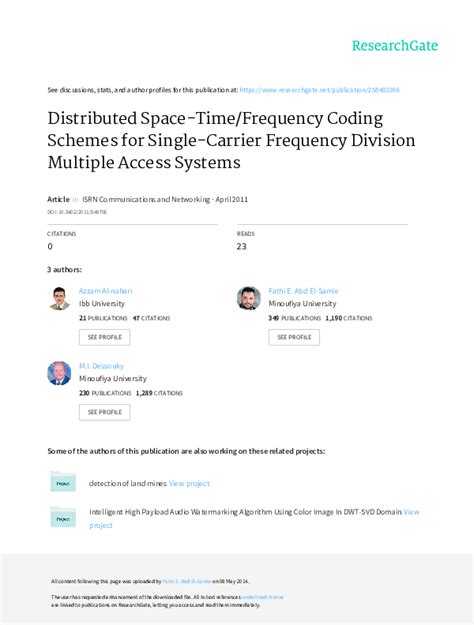 pdf distributed space time frequency coding schemes for single