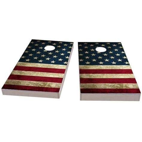 Skips Garage American Flag Rustic Solid Wood Cornhole Board Set