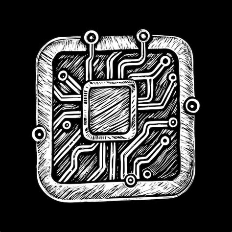 Hand Drawn Circuit Board Vector Illustration With Microchip And Wiring Details Premium Ai