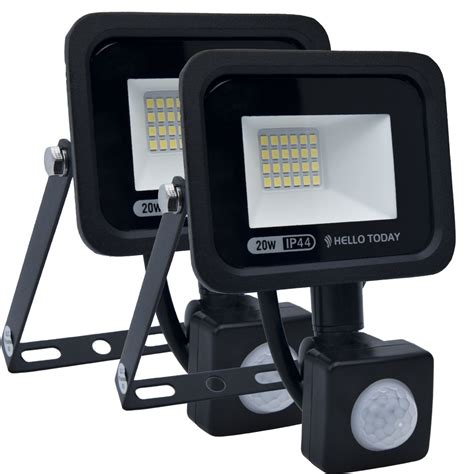 2 Pack 20w Led Flood Light With Motion And Light Sensor 1800lm Security Light Shop Today Get It
