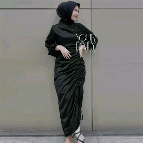 Dress Satin Serut Casual Wanita Model Terbaru Shop Tokopedia