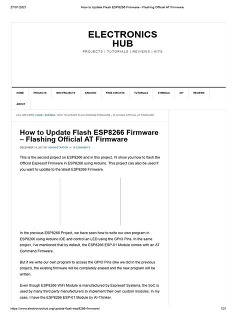 How To Update Flash Esp8266 Firmware Flashing Official At Firmware Pdf Arduino Electronics