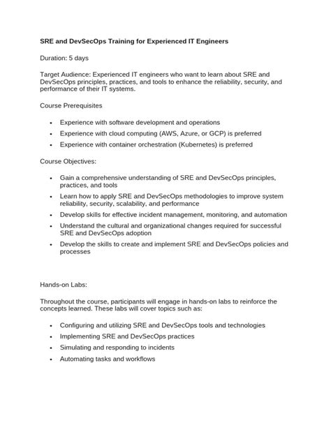 Sre And Devsecops Training Content 20231023 Pdf Business Systems Engineering