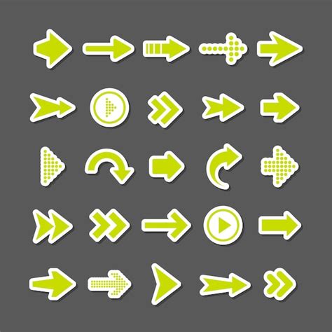 Premium Vector Colorful Arrow Stickers Set Green Cursor Icons Pointers Collection Simple