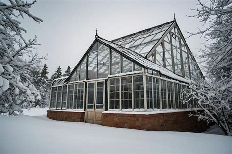 Default Snowcovered Greenhouse Premium Ai Generated Image