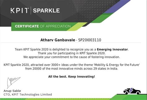 Atharv Ganbavale On Linkedin Emerginginnovator Kpitsparkle2020 Mobilityandenergy