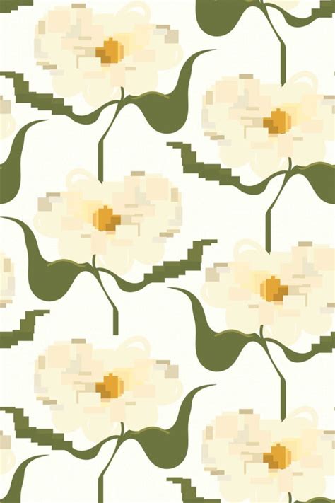 Yellow Pixel Flowers Peel And Stick Wallpaper Or Non Pasted