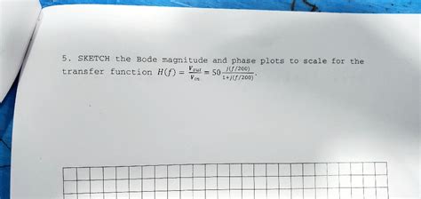 5 Sketch The Bode Magnitude And Phase Plots To Scale For The Transfer