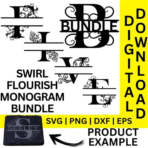 Monogram Bundle 1 5 Designs Svg Dxf Png And Eps Split Monogram
