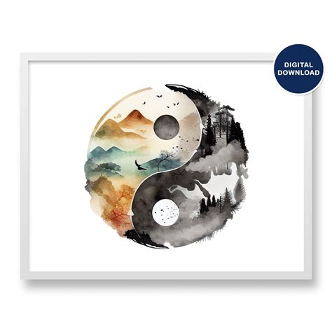 Yin Yang Printable Zen Wall Art Abstract Yin Yang Design Download