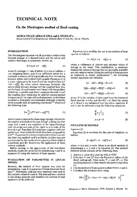 Pdf On The Muskingum Method Of Flood Routing